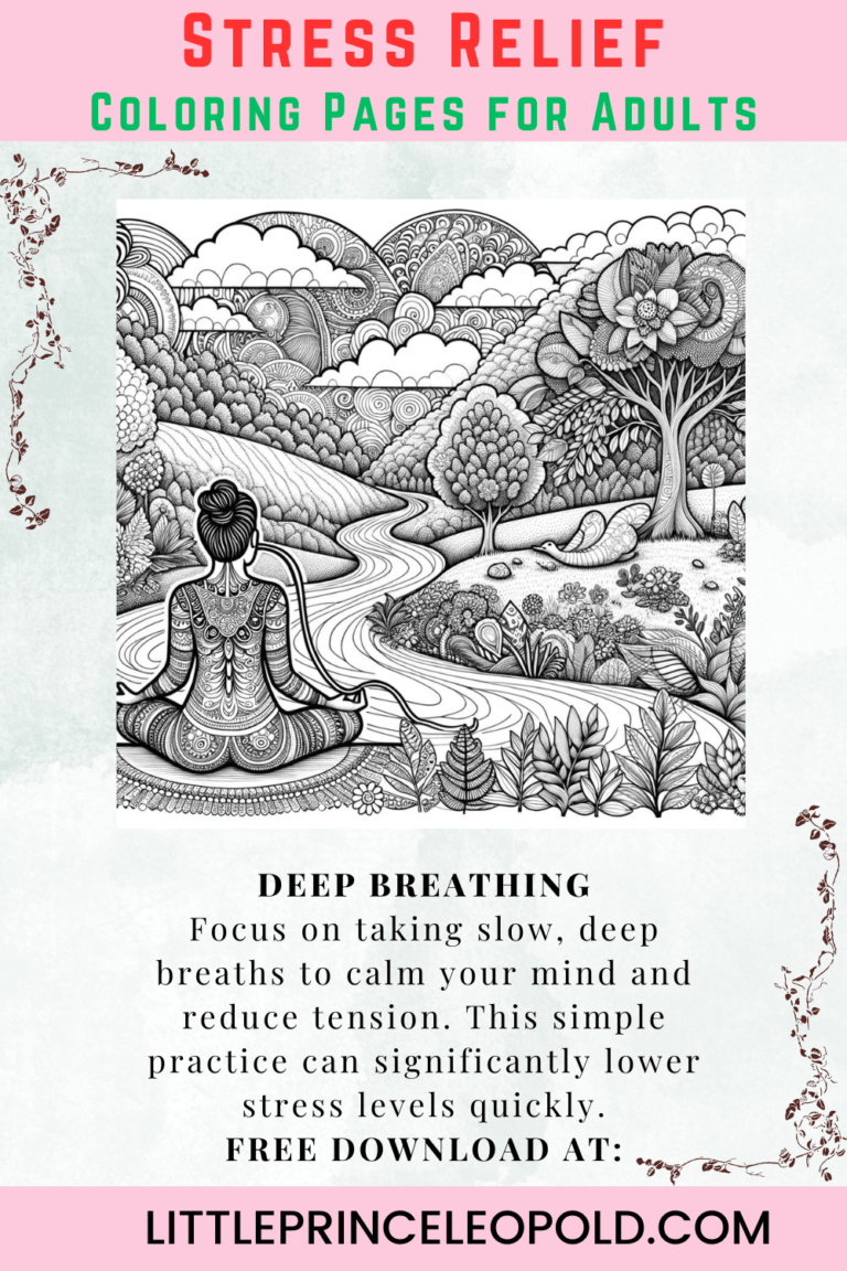 Adult Coloring Pages for Stress Relief – Deep Breathing - Laugh Love Leo